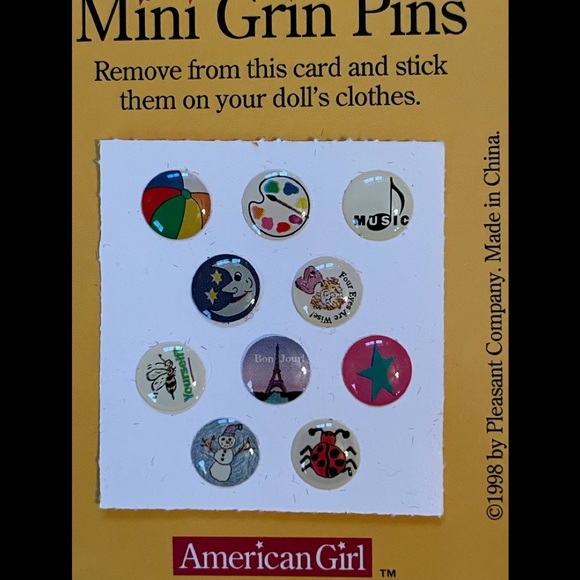 American Girl | Toys | American Girl Mini Grin Pins Stickers Set Of 3 ...